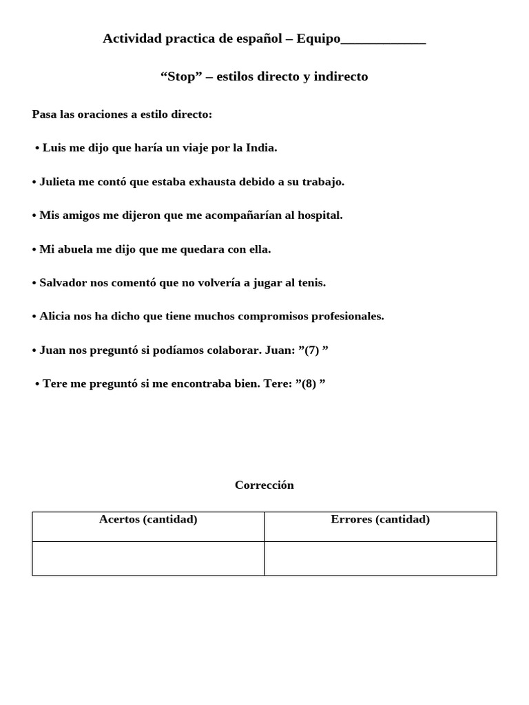 Actividad Practica de Español | PDF