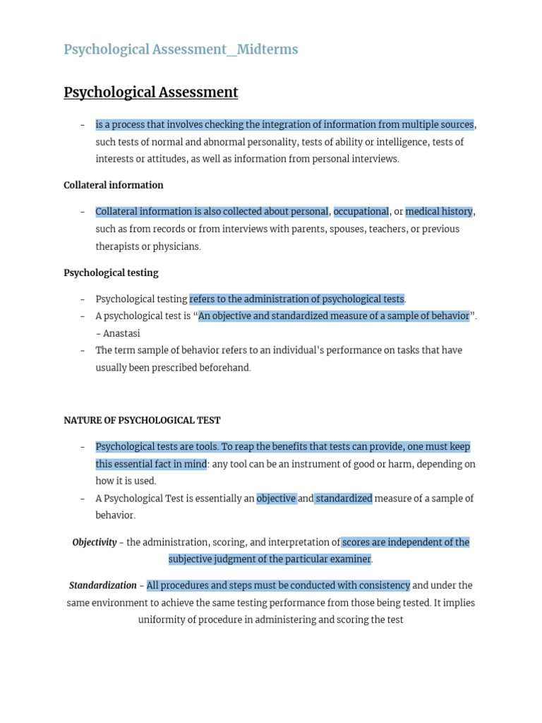 Psychological Assessment | PDF | Psychological Testing | Wechsler Adult ...
