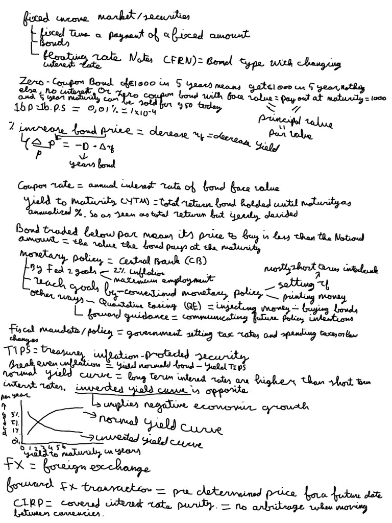 FMI Print Out Sheet Summary Financial Markets and Institutions | PDF
