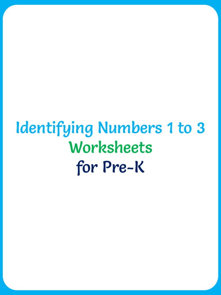 Identifying Numbers 1 to 3 Worksheet Rel 1 | PDF