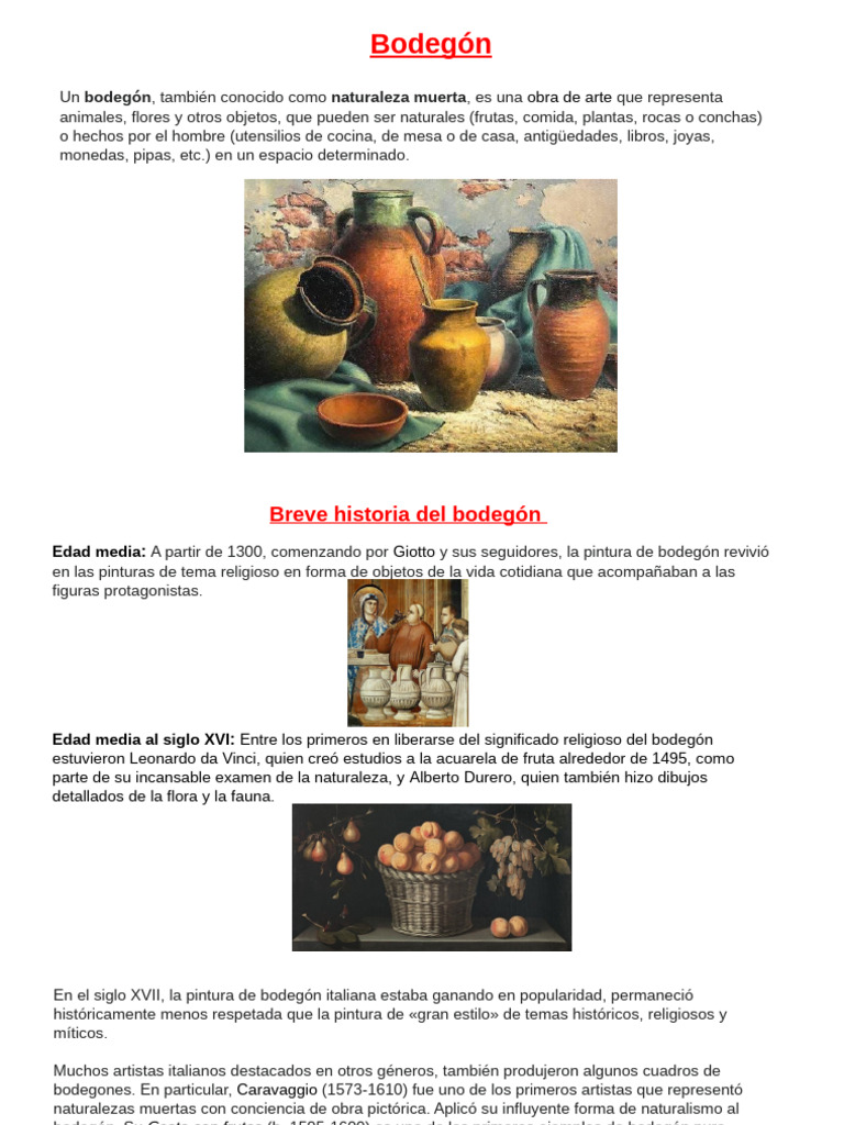 Clase #1 - ECA - 1ero Bach - Bodegón | PDF | Naturaleza muerta | Artes ...