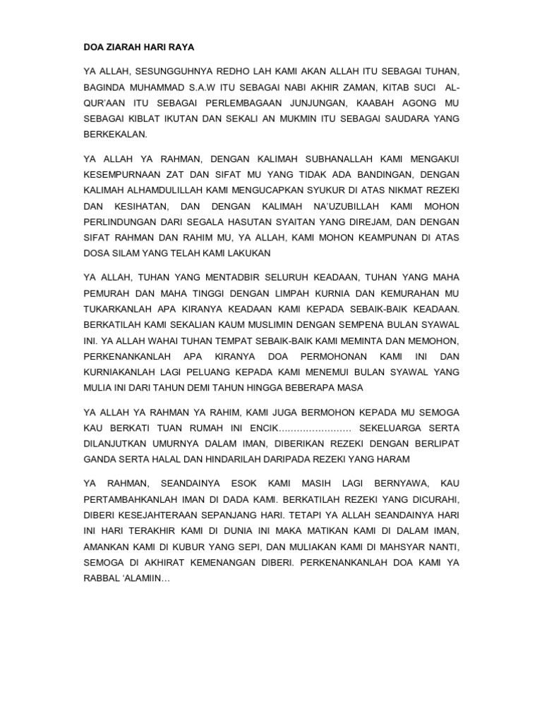 Doa Ziarah Hari Raya | PDF
