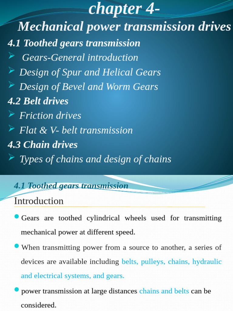 chapter 4-Mechanical power transmission drives | PDF | Gear | Classical Mechanics