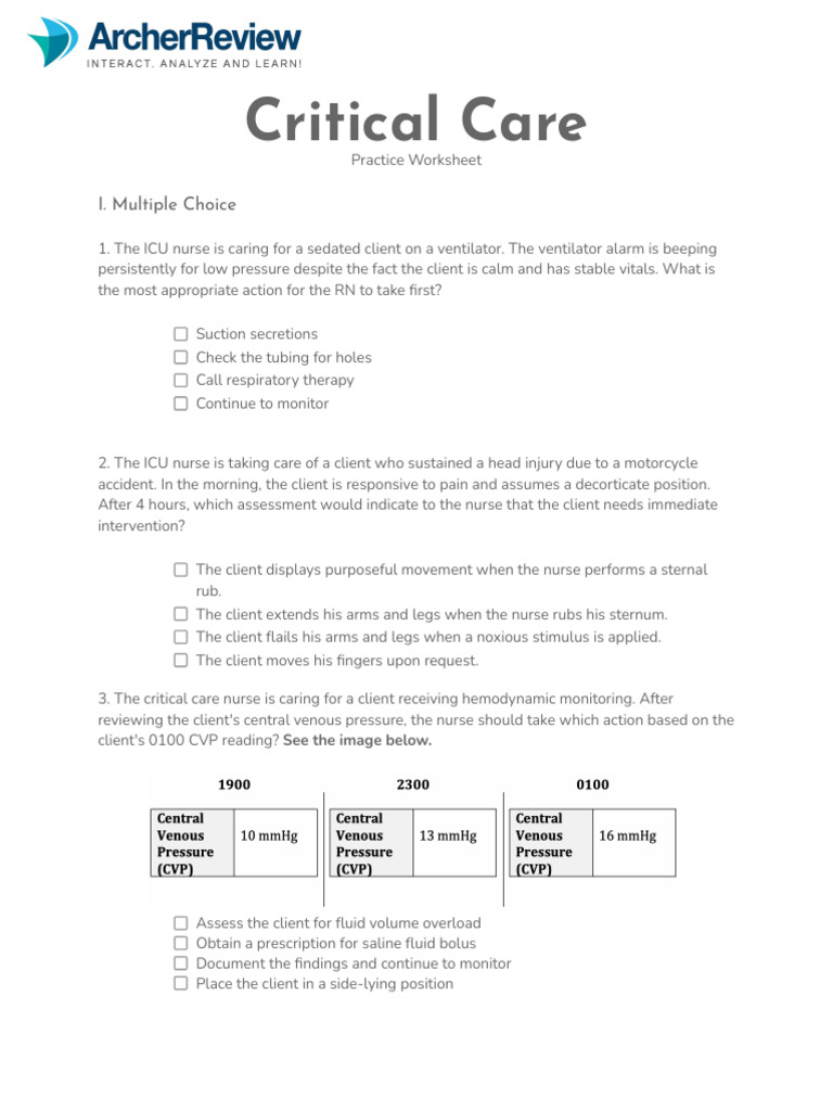 Critical Care Nursing Practice Guide | PDF | Exhalation | Shock ...