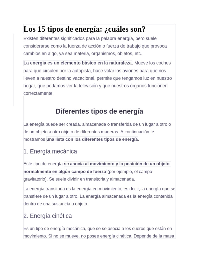 15 Tipos de Energía Explicados | PDF | Energía solar | La energía nuclear