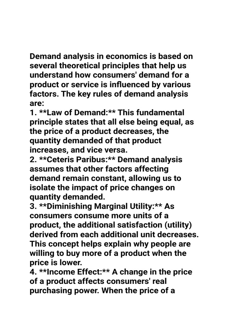 Theoretical Basis Rules of Demand Analysis | PDF | Utility | Prices
