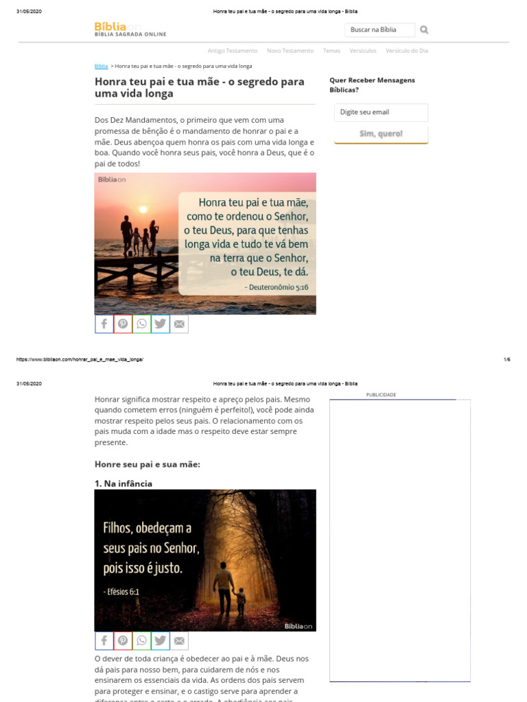 Honra Teu Pai E Tua Mãe O Segredo Para Uma Vida Longa Pdf Os Dez