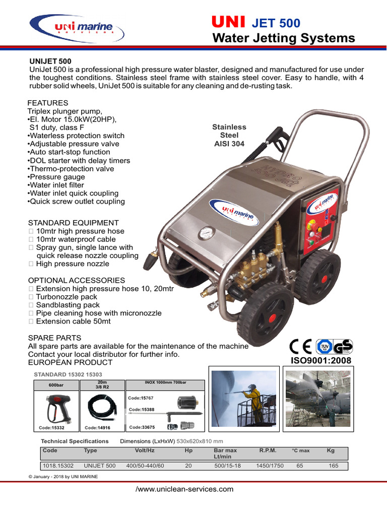 Industrial Water Blaster Specs | PDF
