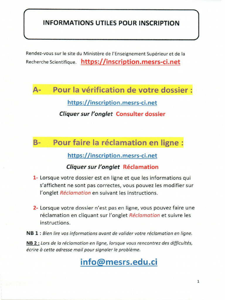 Infos Utiles Inscription - Etudiants | PDF