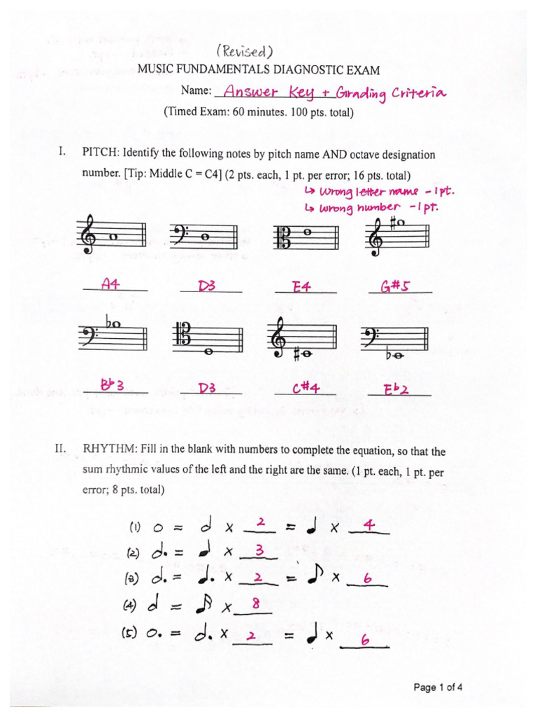 (Revised) Theory Fundamentals Exam Answer Key and Grading | PDF