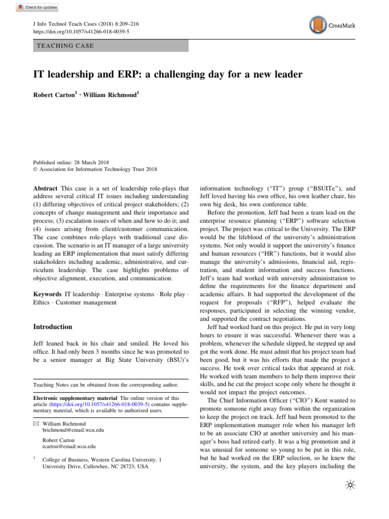 IT leadership and ERP | PDF | Enterprise Resource Planning | Chief ... IT leadership and ERP | PDF | Enterprise Resource Planning | Chief ...