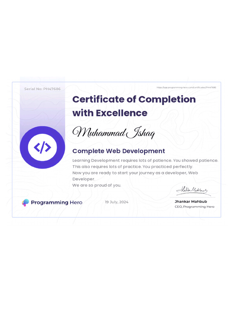 My Web Development Certificate | PDF