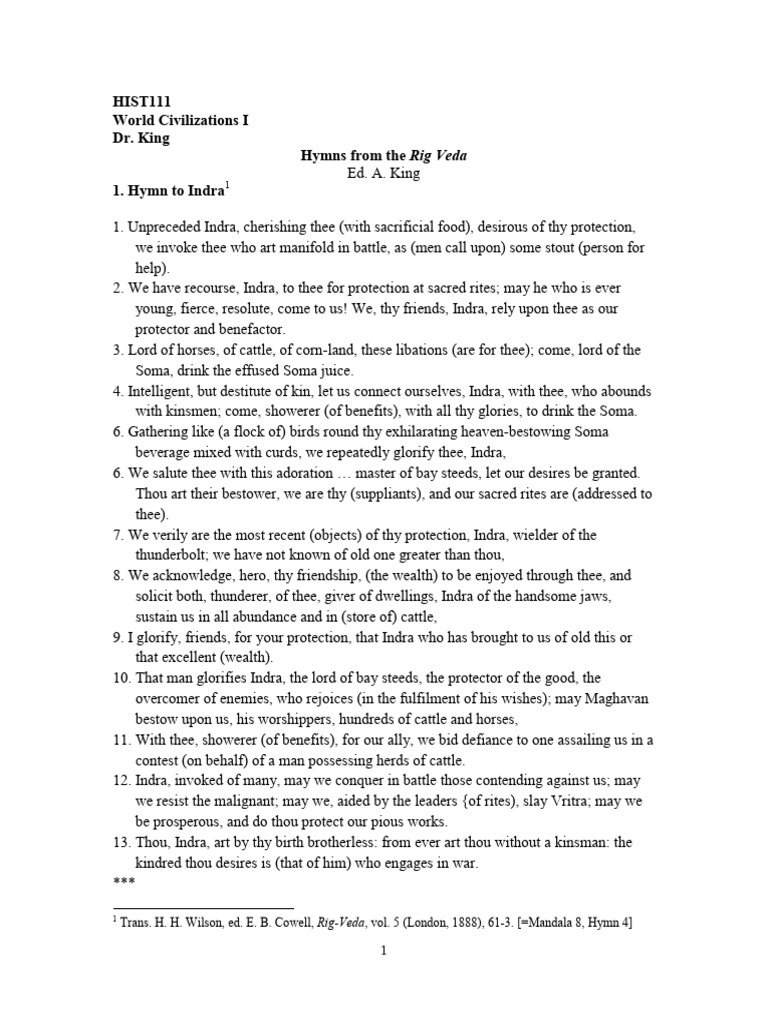 Rig Veda Hymns: Indra and Purusha | PDF