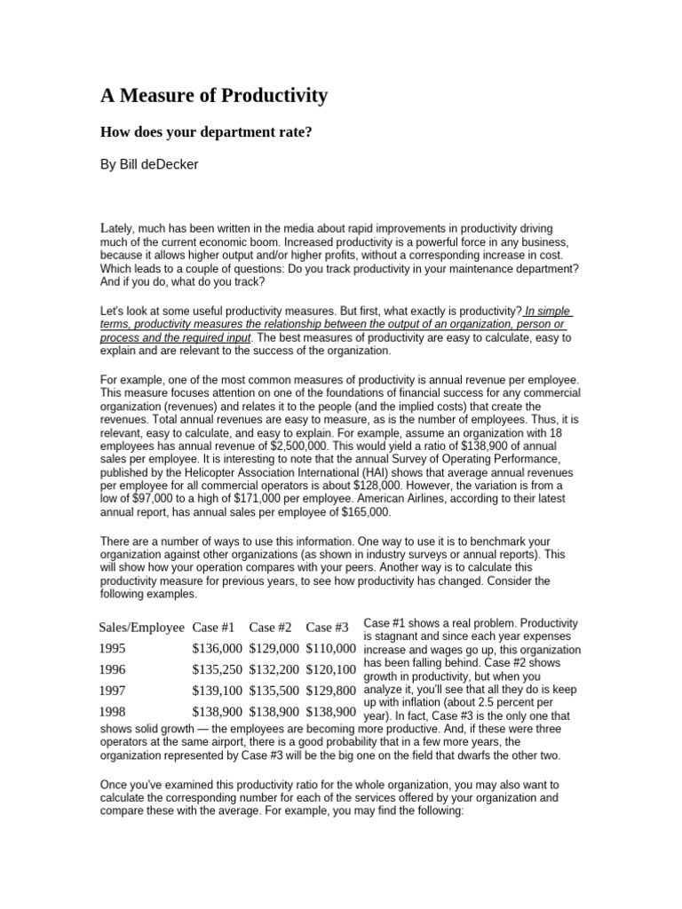 A Measure of Productivity | PDF | Economies | Business