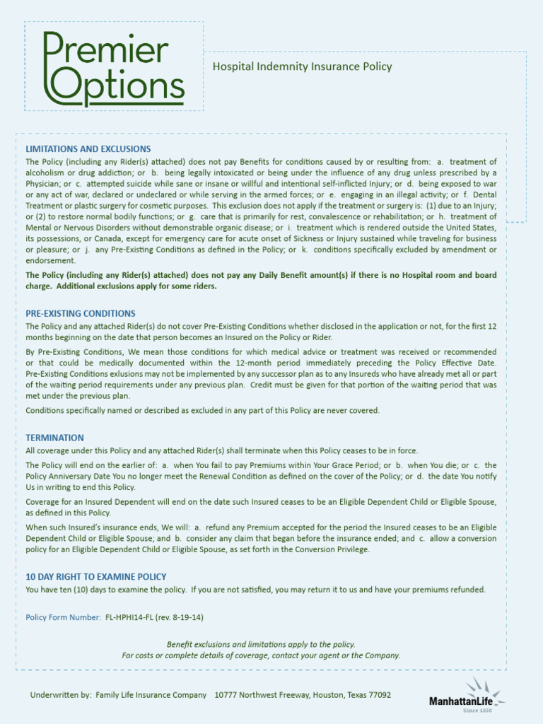 Hospital Indemnity Insurance Exclusions | PDF | Insurance | Drug ...