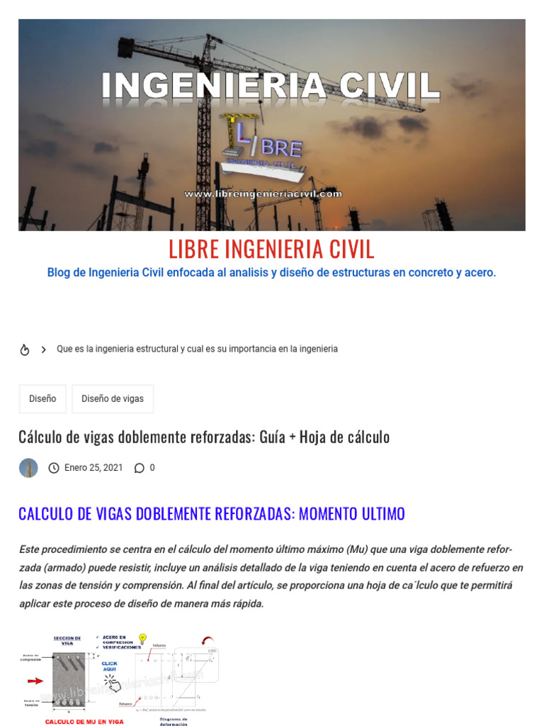 Cálculo de vigas doblemente reforzadas_ Guía + Hoja de cálculo | PDF | Viga (Estructura ...
