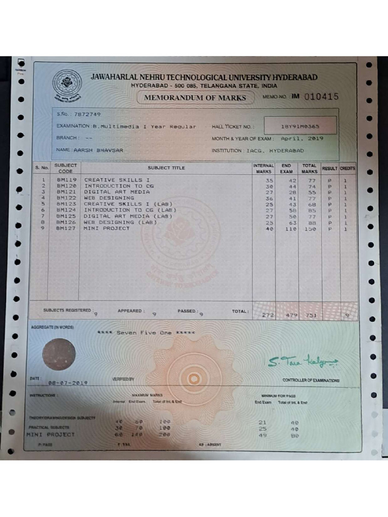 Graduation Marksheets | PDF