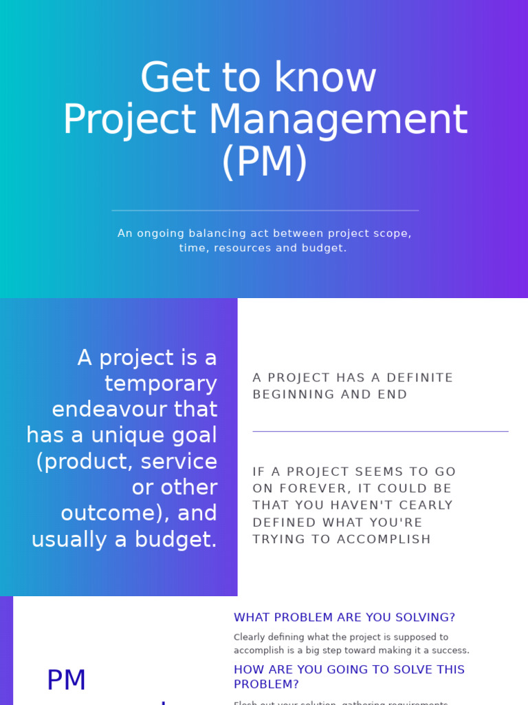 Get To Know Project Management (PM) | PDF | Project Management | Business