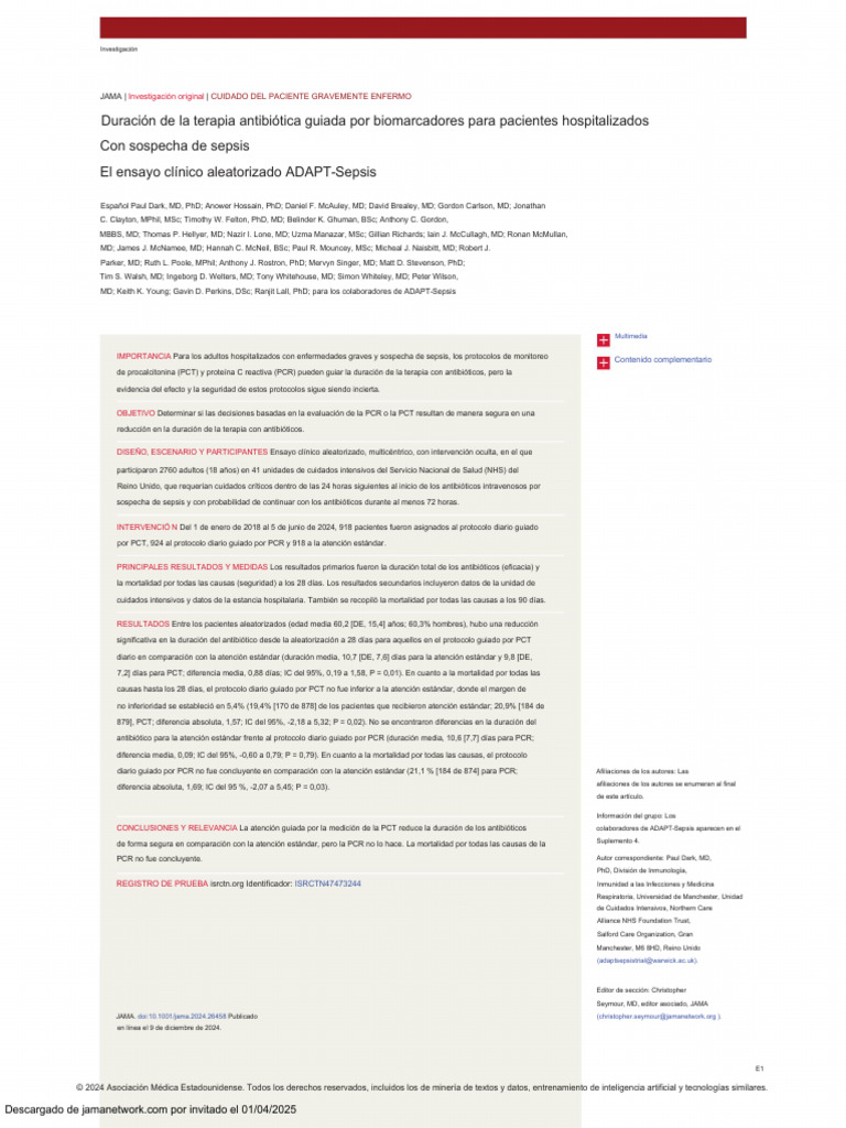TheADAPT-SepsisRandomizedClinicalTrial (1) | PDF | Proteína C-reactiva ...