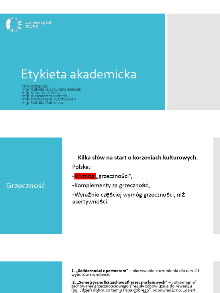 Etykieta Akademicka 2024 | PDF