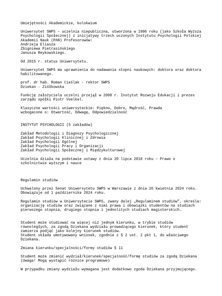 Umiejetnosci Akademickie Kolos | PDF