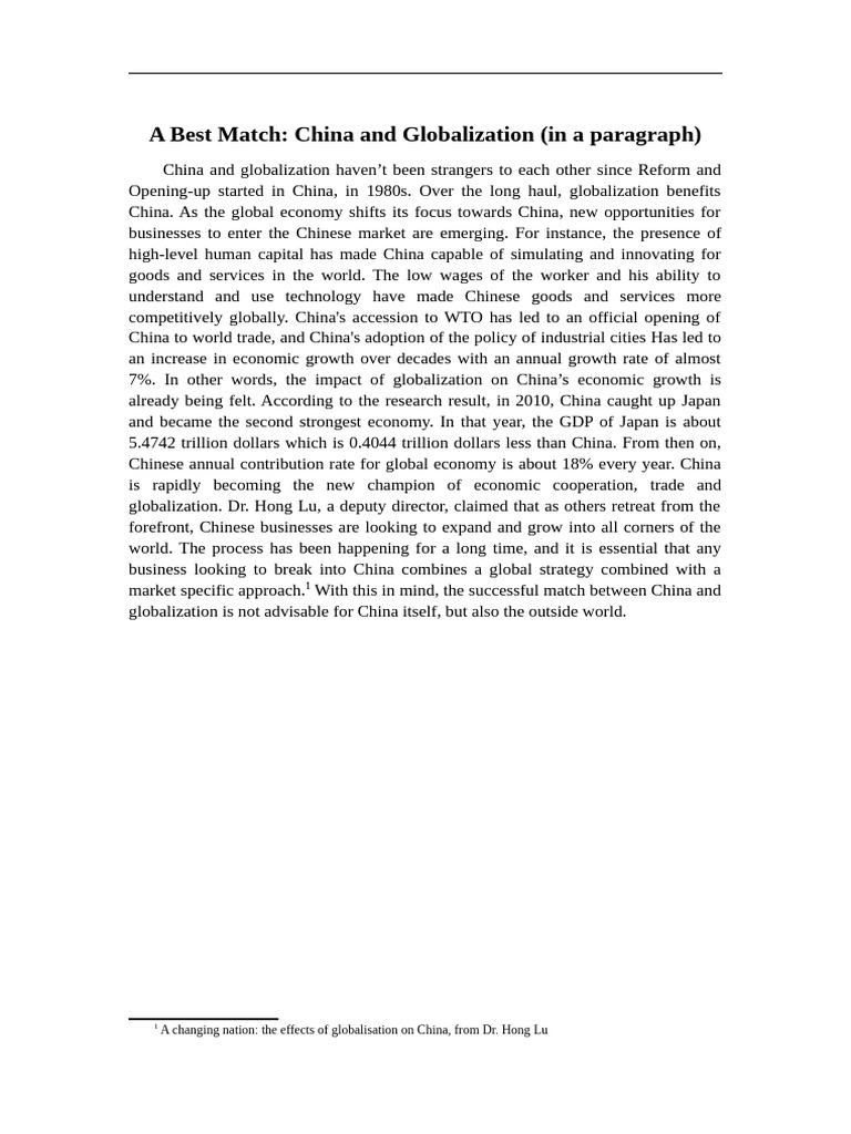 A Best Match China and Globalization | PDF