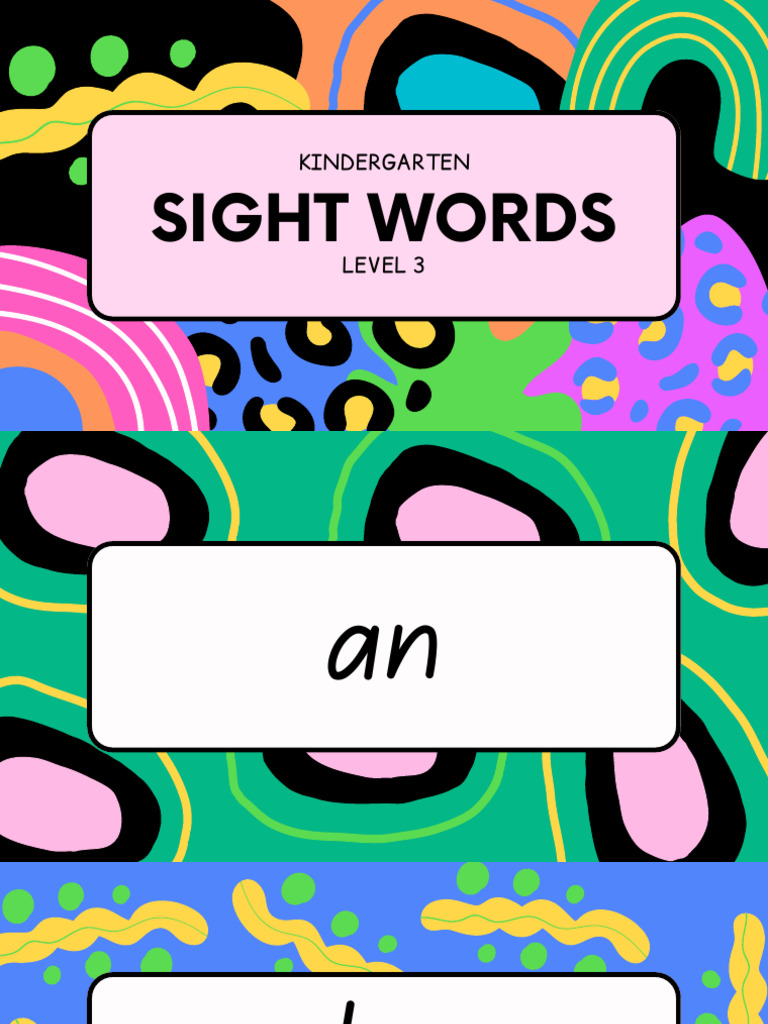 Rainbow Kindergarten Sight Words Level 3 Presentation | PDF