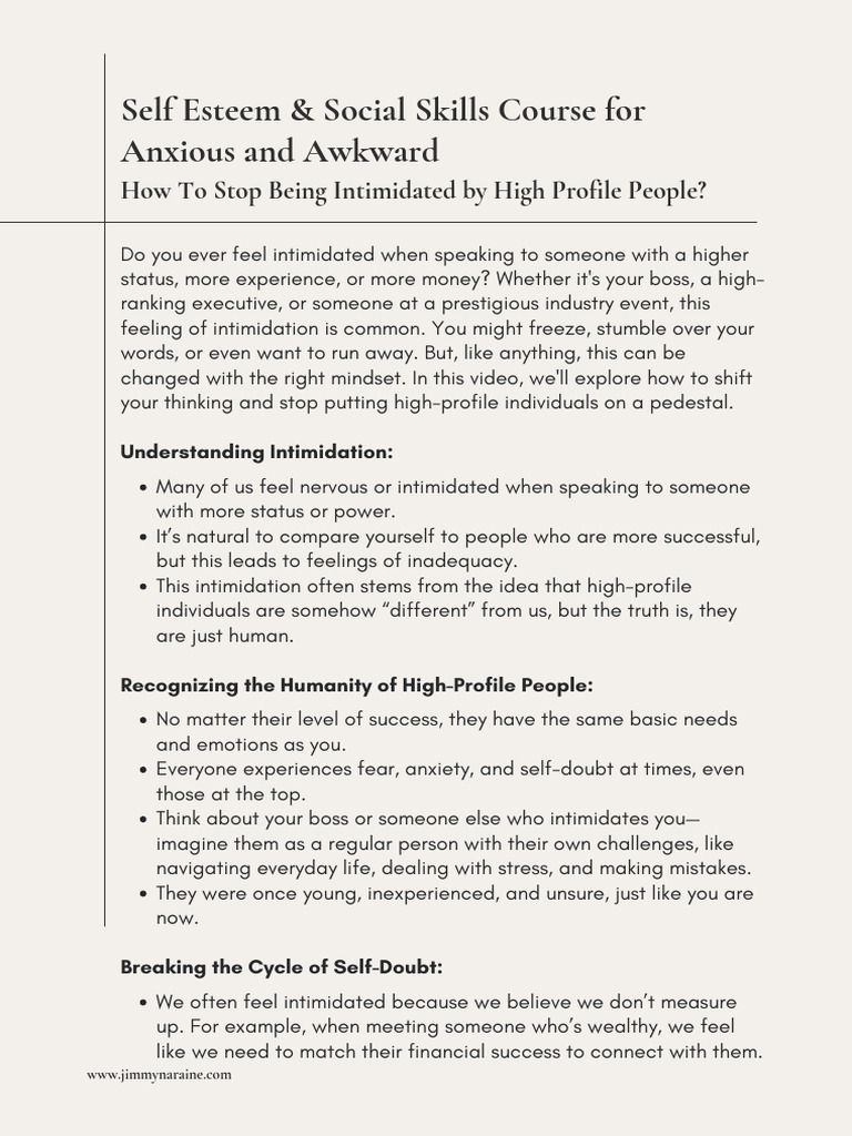 Overcome Intimidation with High-Status People | PDF | Self Esteem | Feeling