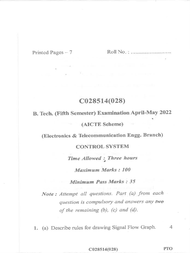 2022-Control System Apr-May (AICTE) | PDF
