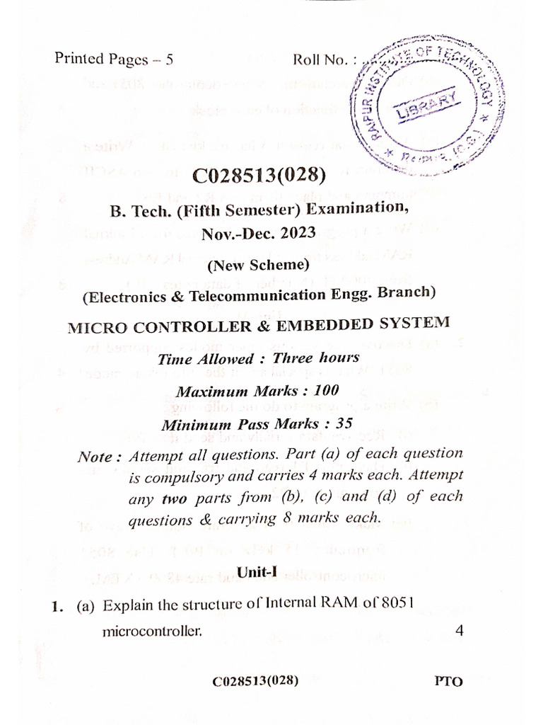 2023-Microcontroller & Embedded System Nov-Dec (AICTE) | PDF