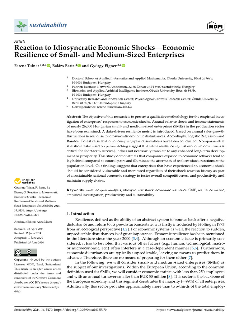 Reaction To Idiosyncratic Economic Shocks | PDF | Small And Medium ...