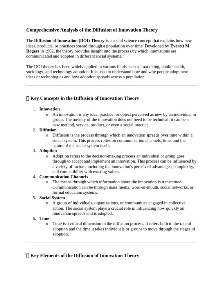 Diffusion Of innovation theory | PDF | Innovation | Communication
