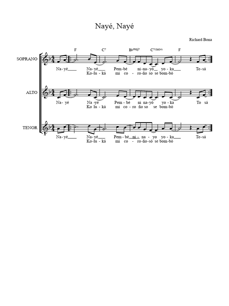 Nayé-Nayé - Partitura para Coro | PDF