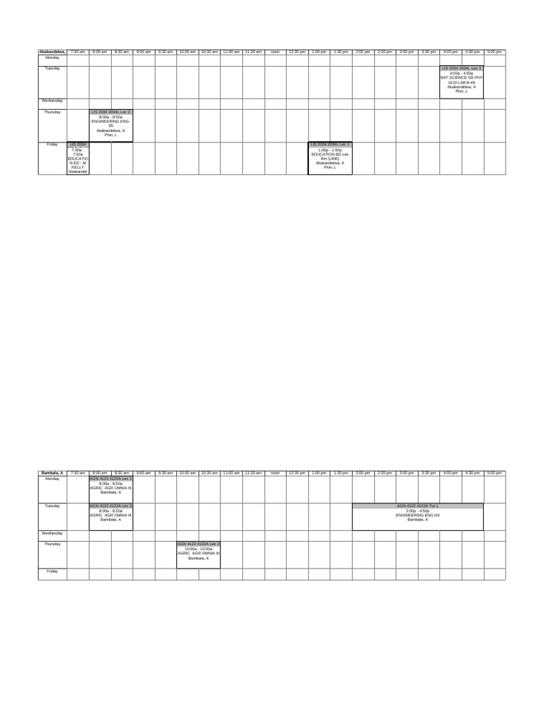 4th Draft Lecturer Timetable | PDF