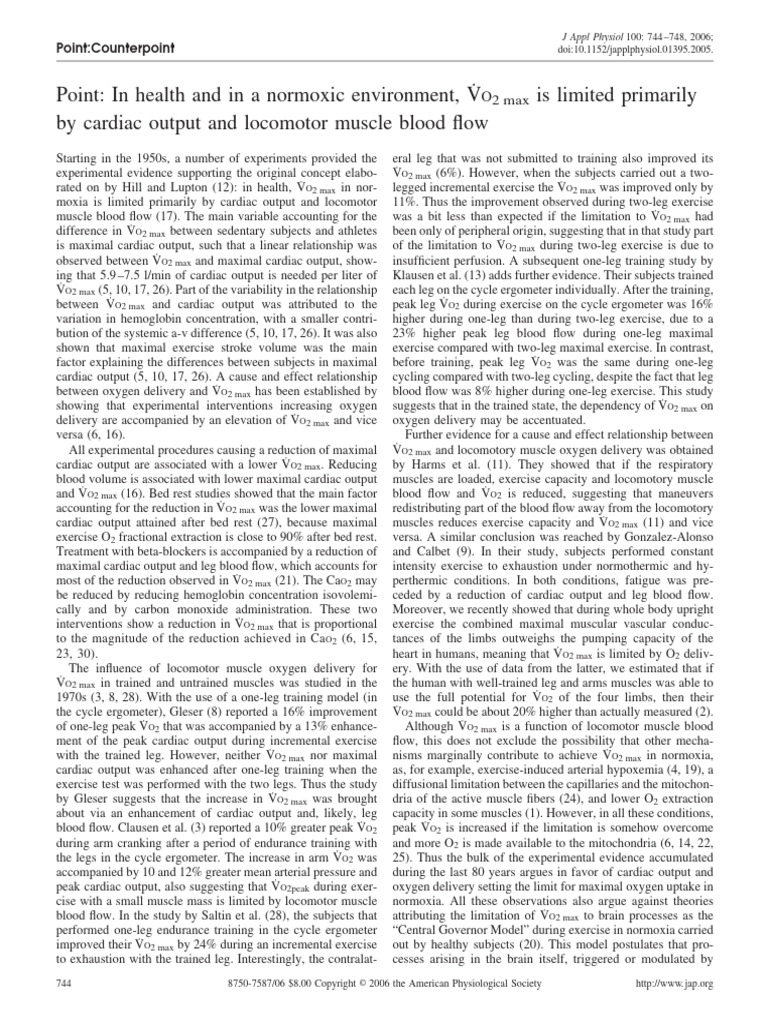 Saltin Vs Wagner - JAP 2006 | PDF | Heart | Physiology