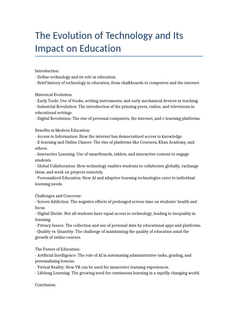 Evolution of Technology in Education | PDF
