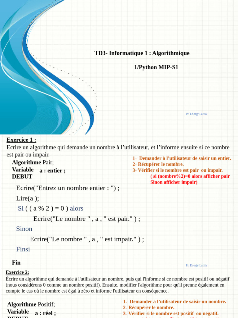TD3_MIP_S1 | PDF | Algorithmes | Mathématiques