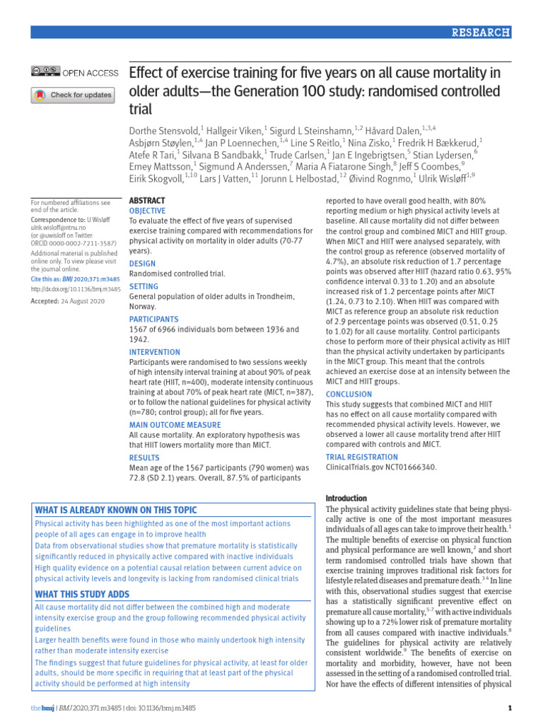 Article | PDF | High Intensity Interval Training | Myocardial Infarction