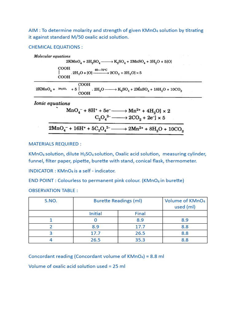 Updated Titration - Oxalic Acid Solution | PDF