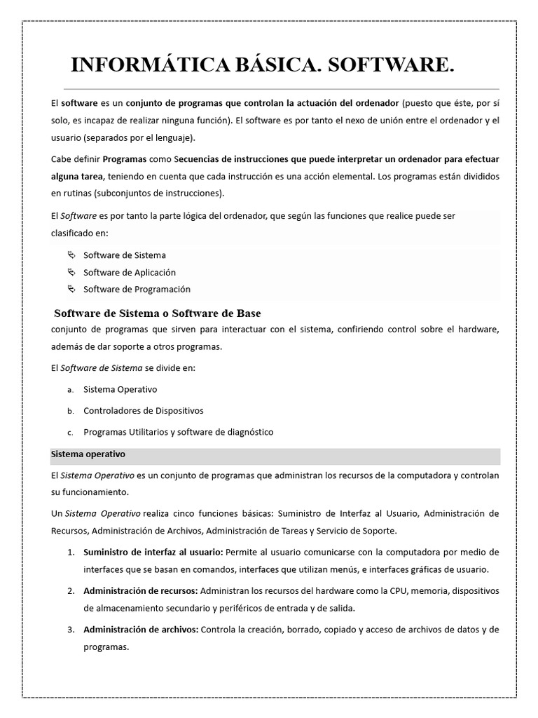 Unidad 2- Sistemas Informáticos. Software | PDF | Sistema operativo | Software de la aplicacion
