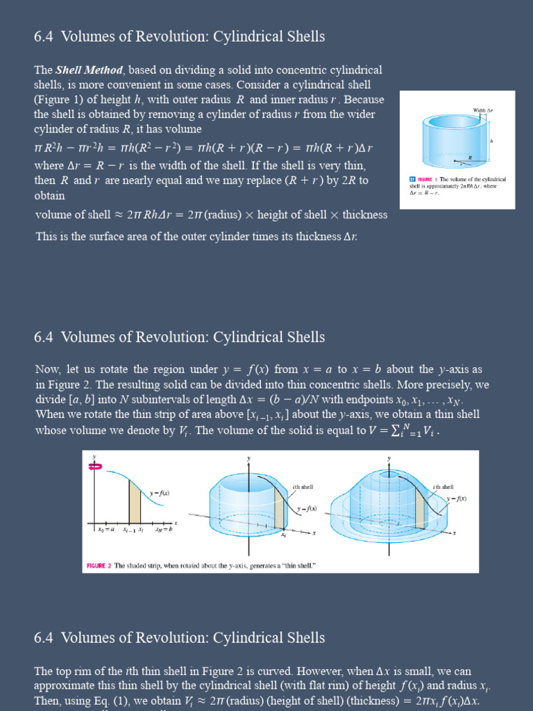 6.4 Volumes of Revolution: Cylindrical Shells: Shell Method | PDF | Mathematical Analysis ...