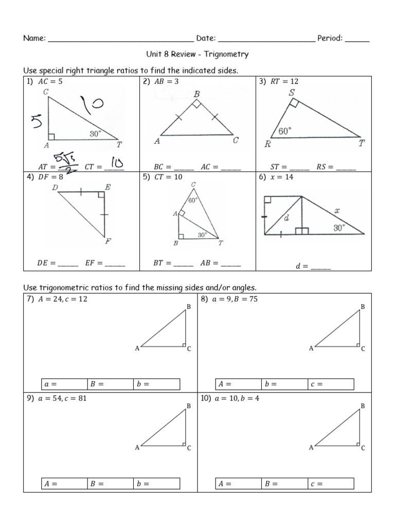 Unit 8 Review | PDF | Angle | Trigonometric Functions
