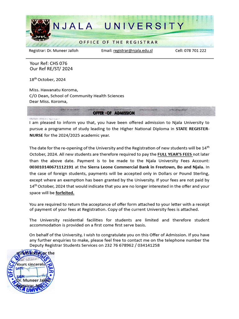 Koroma Offer Letter | PDF