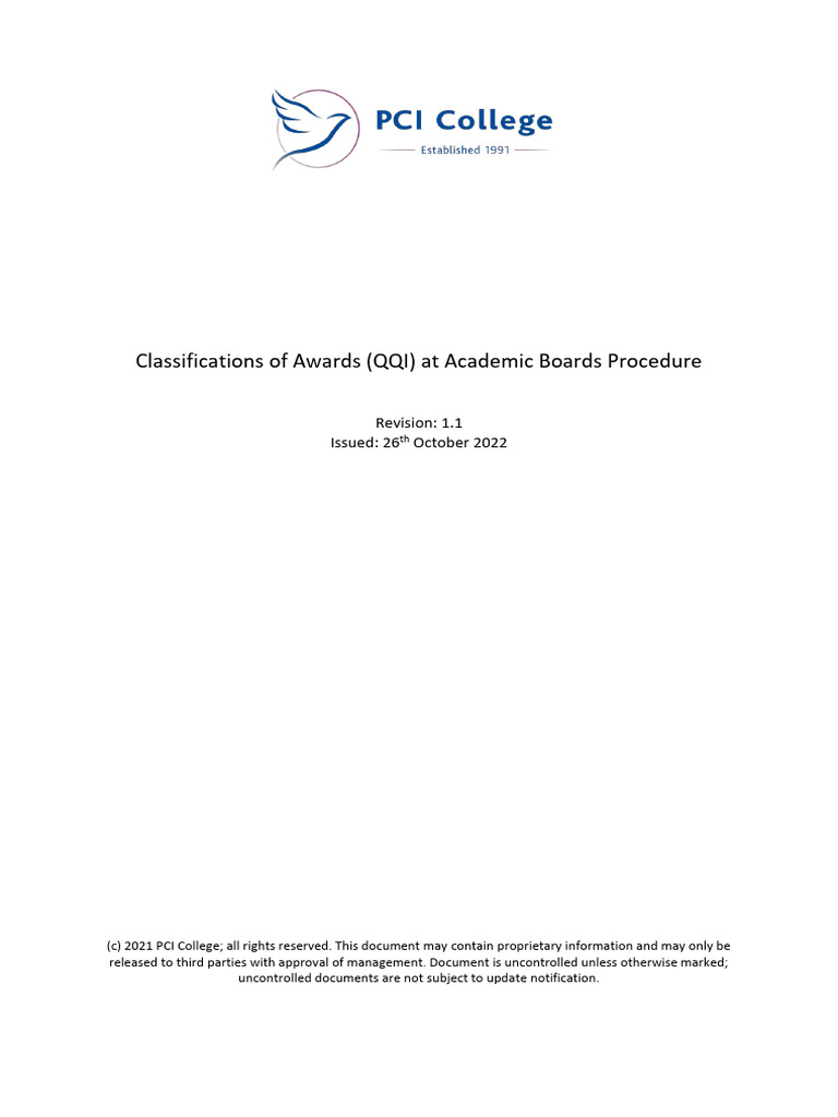 QQI Award Classification Procedures | PDF | Academic Degree | Bachelor ...