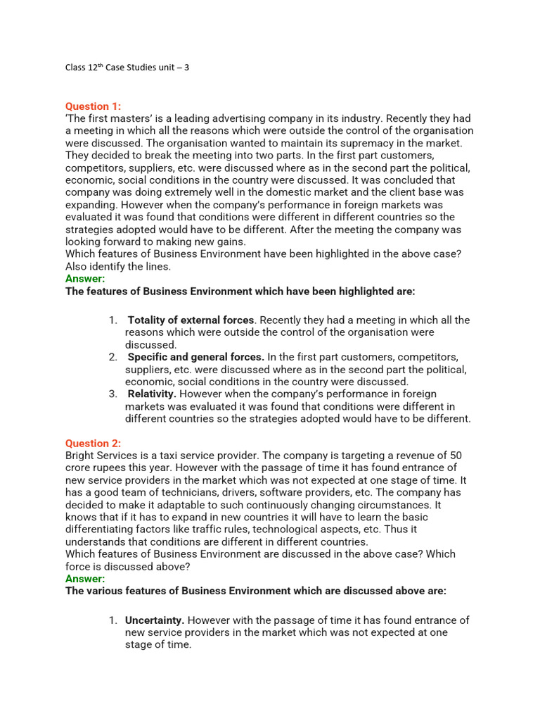 Class 12th Case Studies Unit 3 | PDF | Interest | Market (Economics)