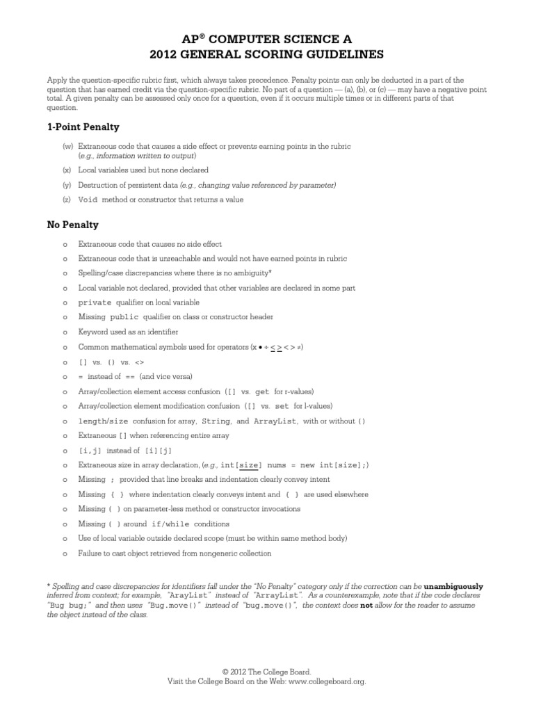 Practice Test FRQ Grading Key | PDF | Pointer (Computer Programming ...