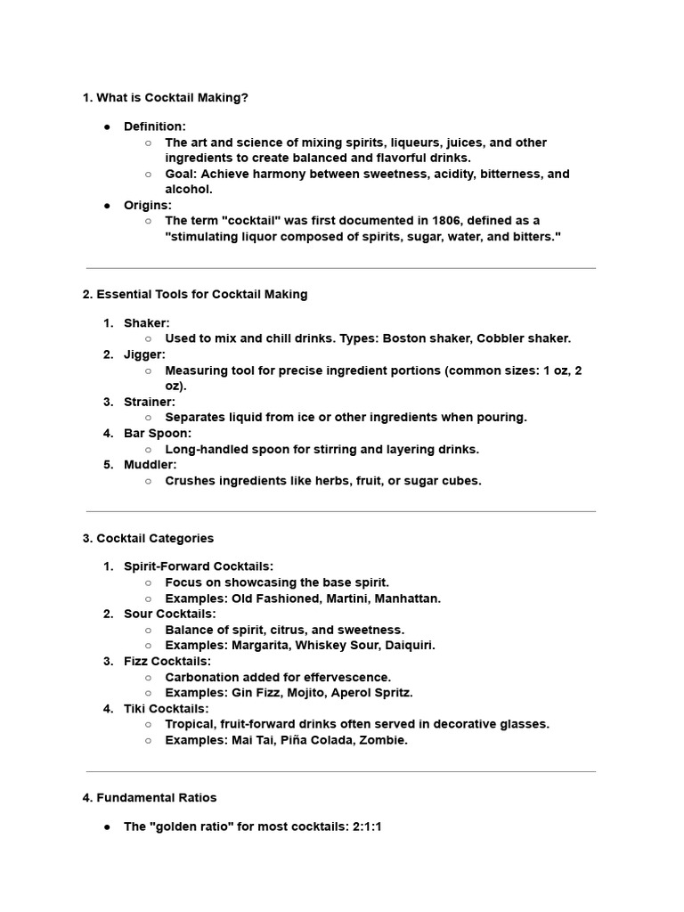 Cocktail Making Essentials Guide | PDF