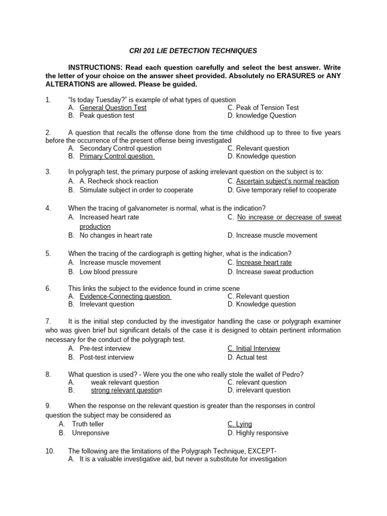 Cri 201 Lie Detection Techniques F | PDF | Polygraph