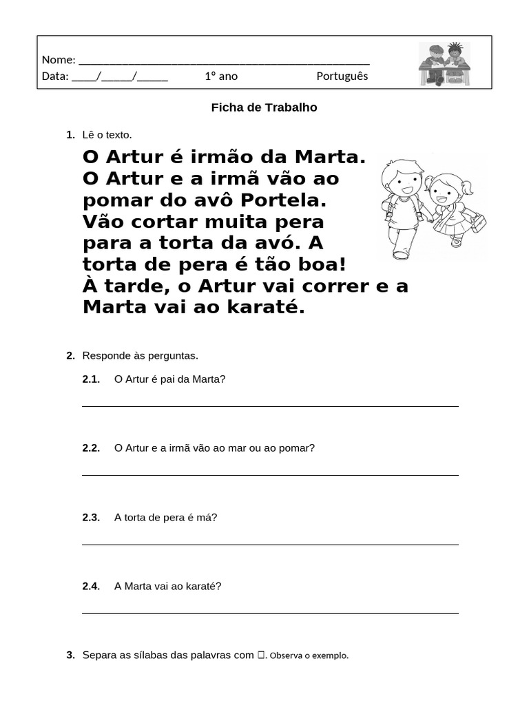 Texto - Interpretação Ar, Er, Ir, Or, Ur. | PDF
