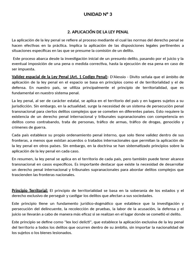 Elementos del Derecho Penal - Resumen Unidad N° 3 | PDF | Derecho penal | Extradición